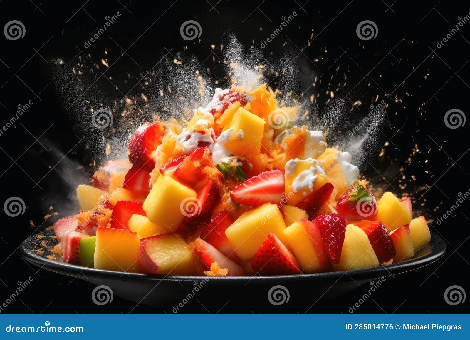 An Exploding Fruit Salad Created with Generative AI Technology Stock ...