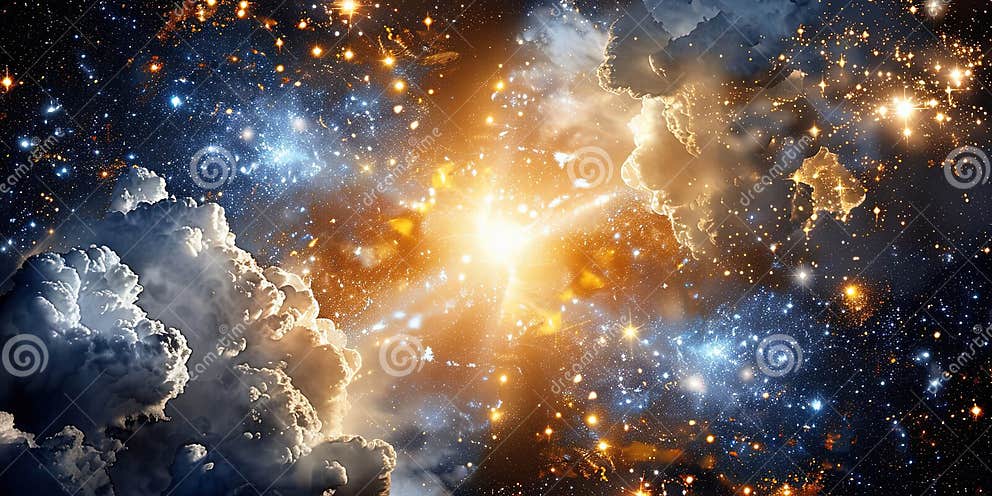 Exploding Galaxies in a Cosmic Scene with Vibrant Colors and Bright ...