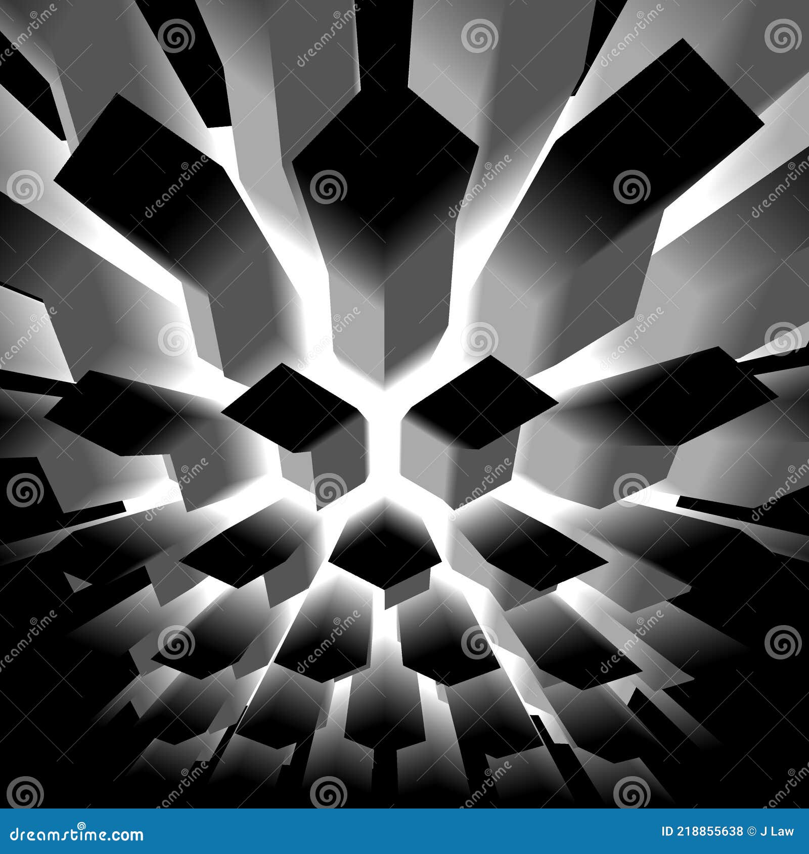 Exploding Shapes in Black White and Shades of Grey Stock Illustration ...
