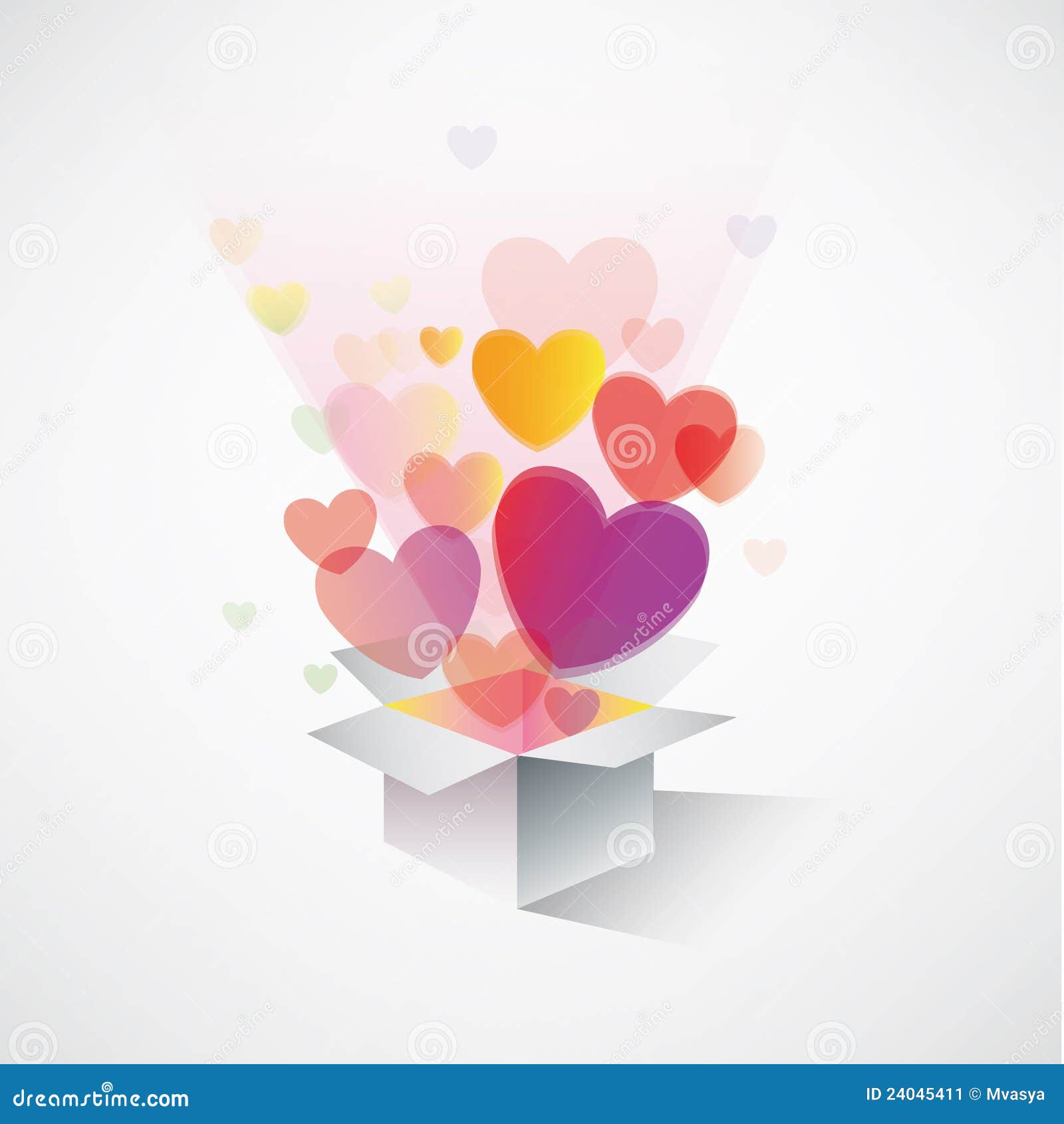 Exploding gift box hearts stock illustration. Illustration of confetti ...