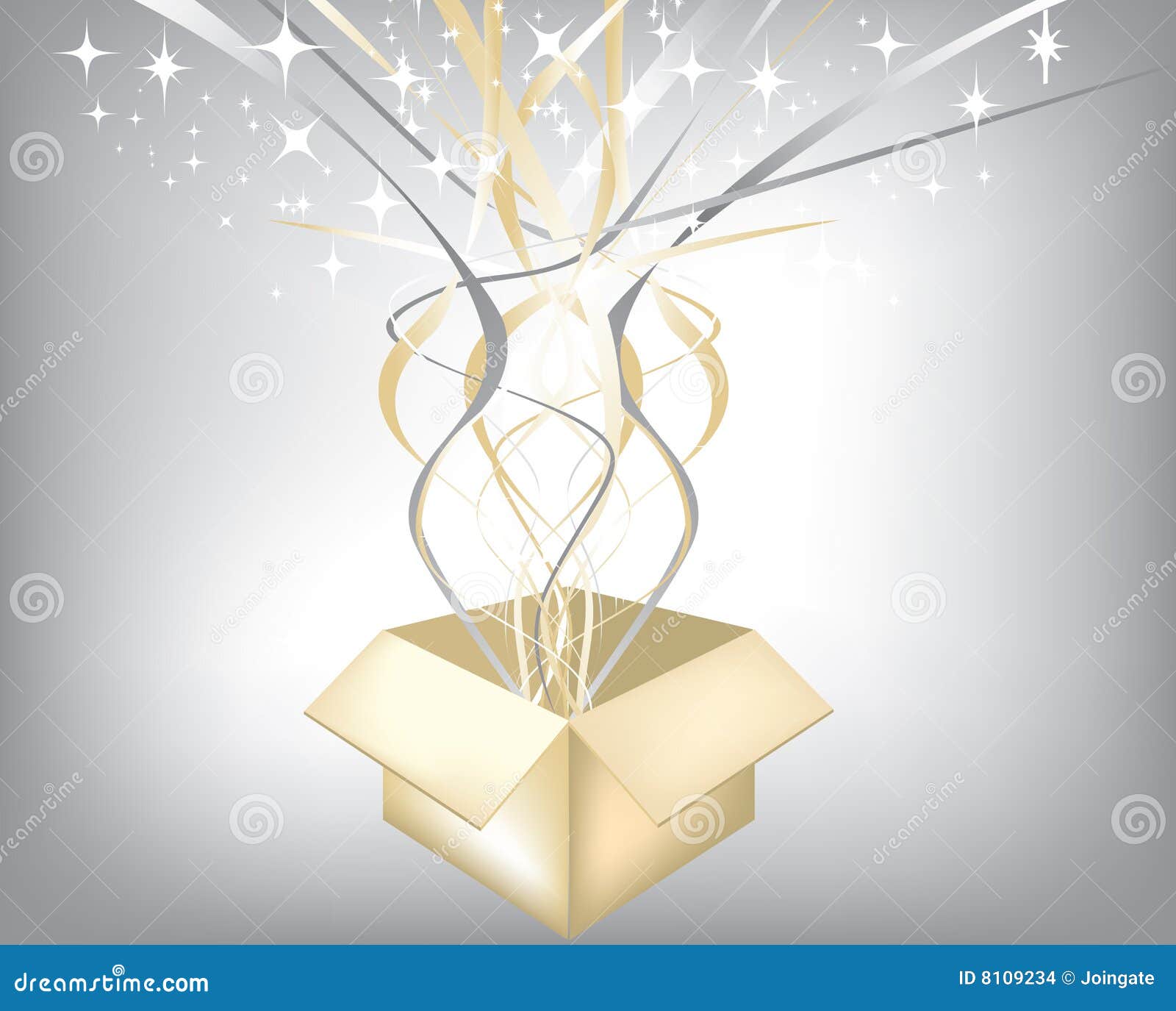Exploding Gift with Silver and Gold Hearts Stock Vector - Illustration ...