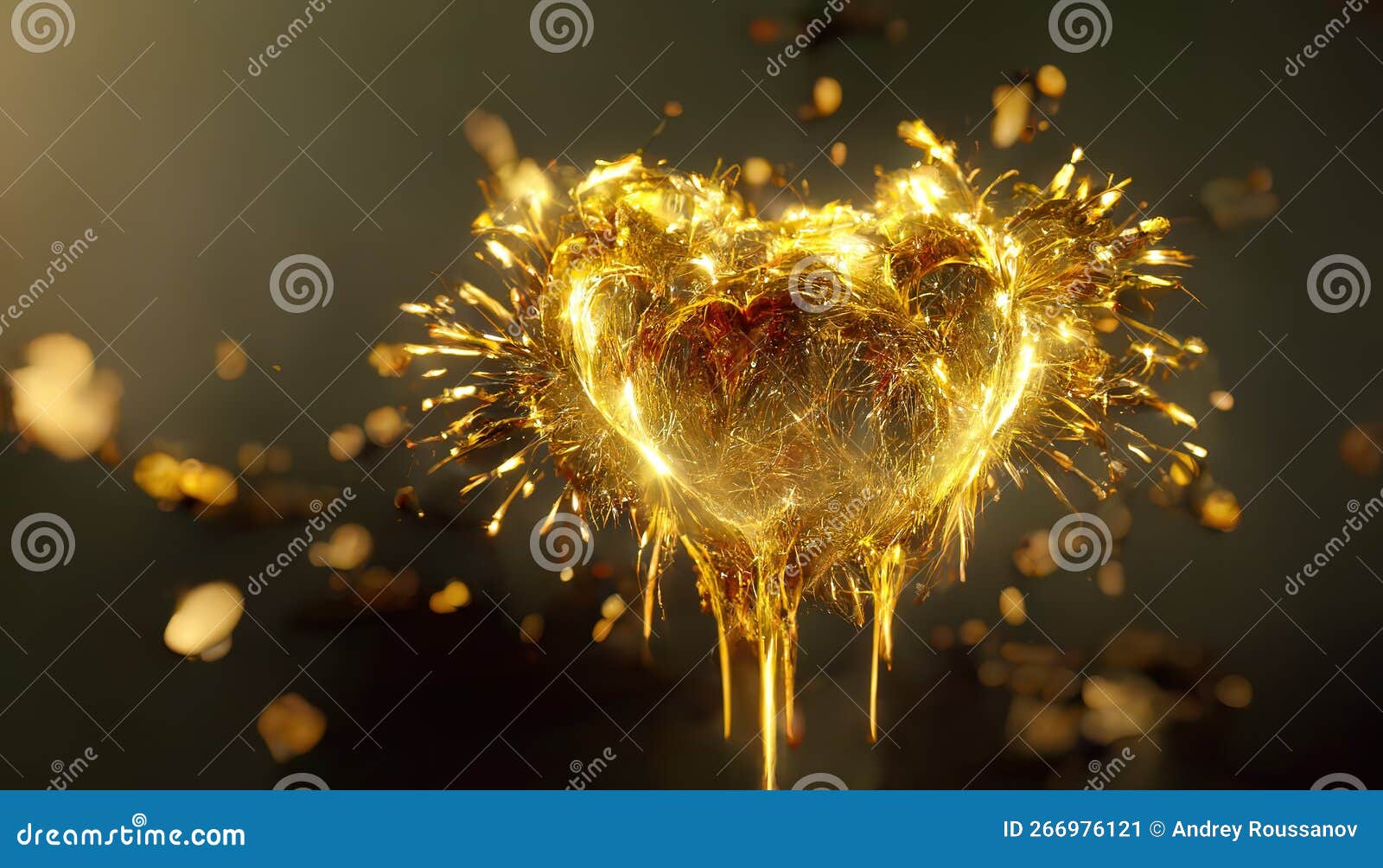 Exploding Golden Heart. AI Generated Stock Image - Image of abstract ...