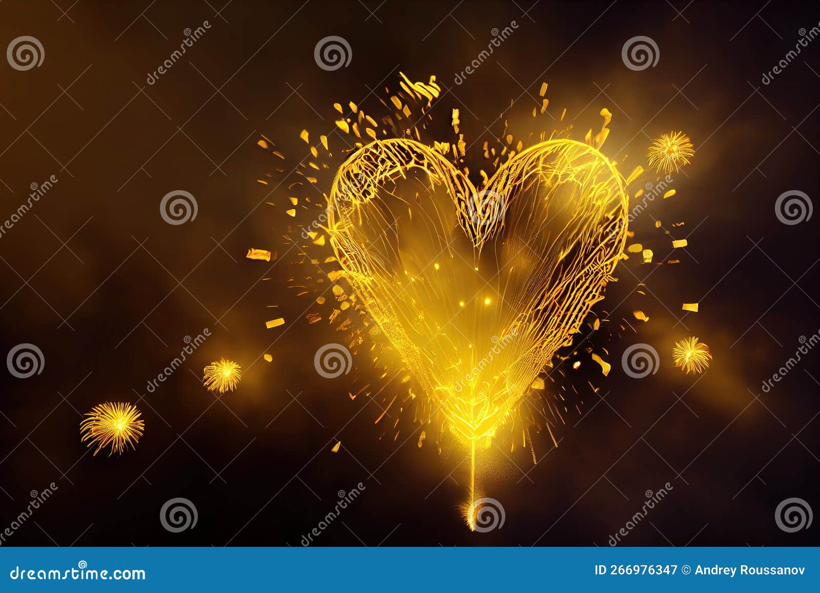 Exploding Golden Heart. AI Generated Stock Illustration - Illustration ...