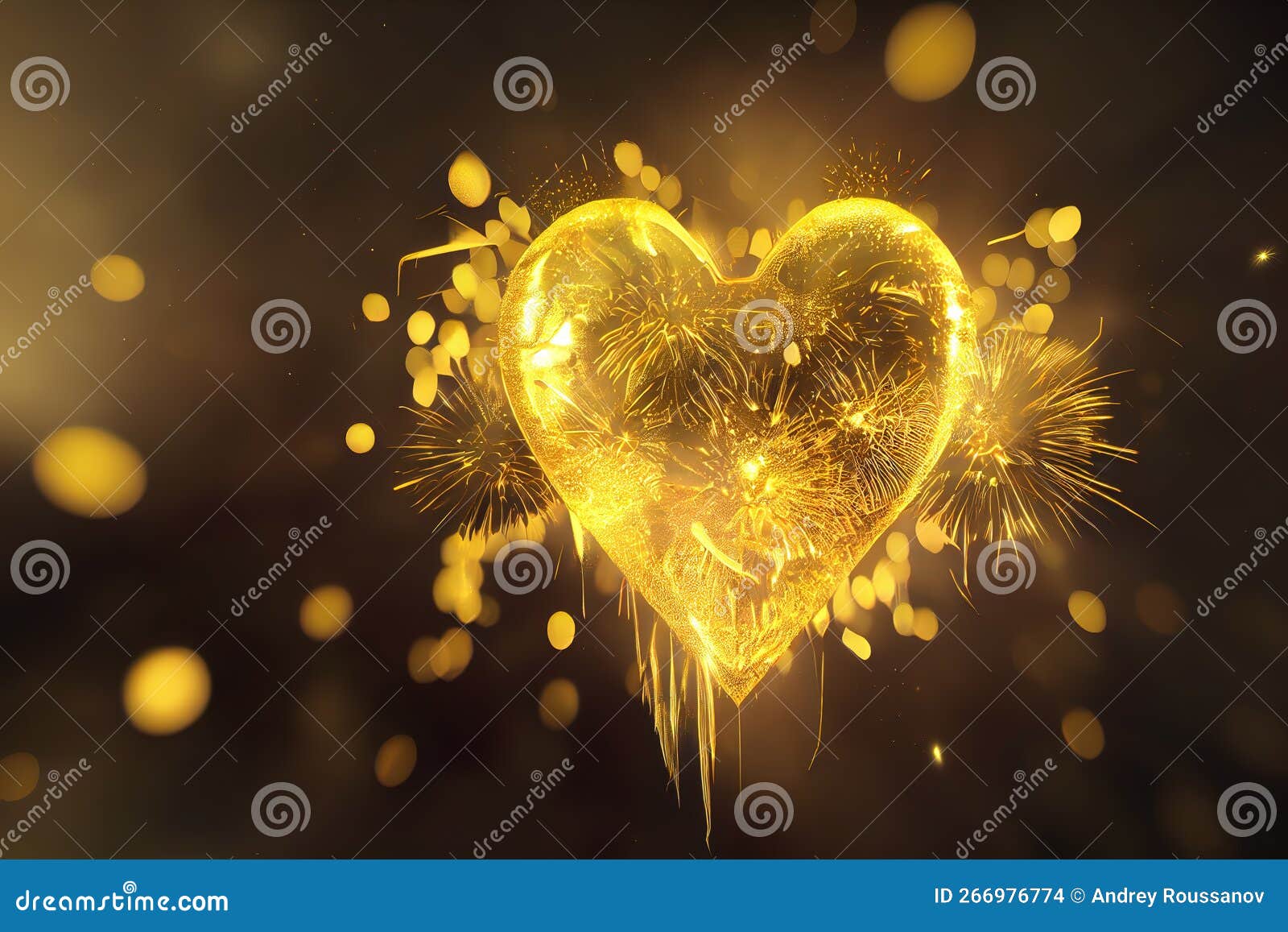 Exploding Golden Heart. AI Generated Stock Illustration - Illustration ...