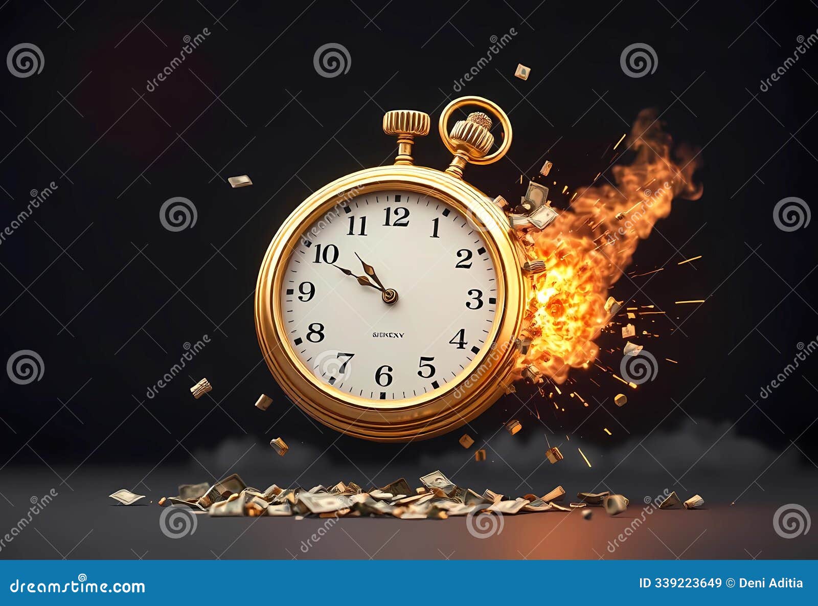 Exploding Golden Hour or Deadline Time Stock Illustration ...