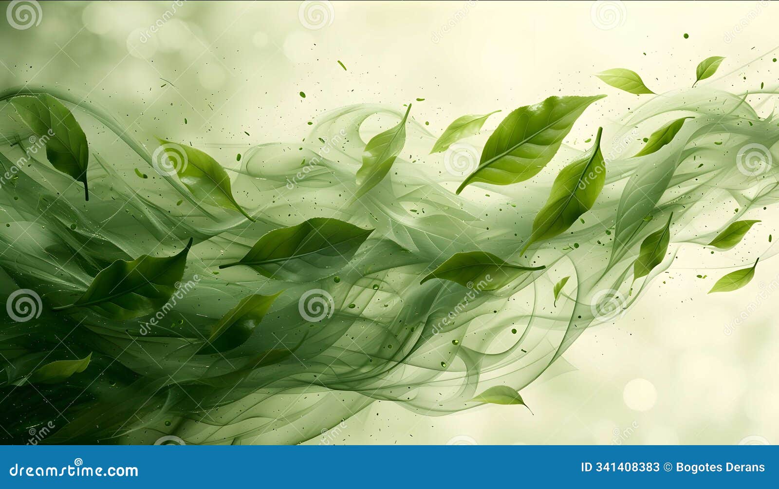 Exploding Green Tea Leavescopy Space Stock Illustration - Illustration ...