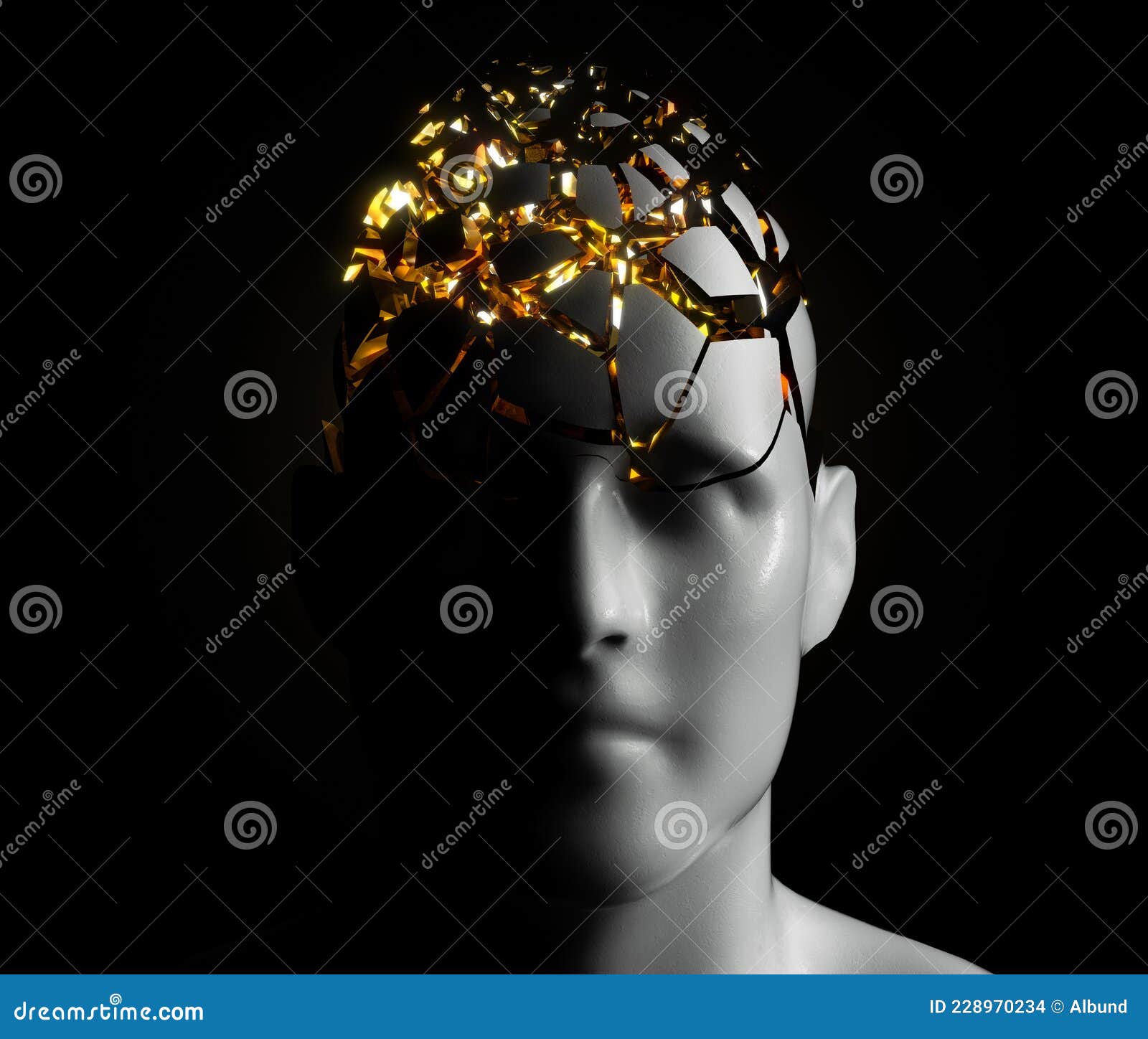 Exploding Head Mannequin stock photo. Image of breaking - 228970234