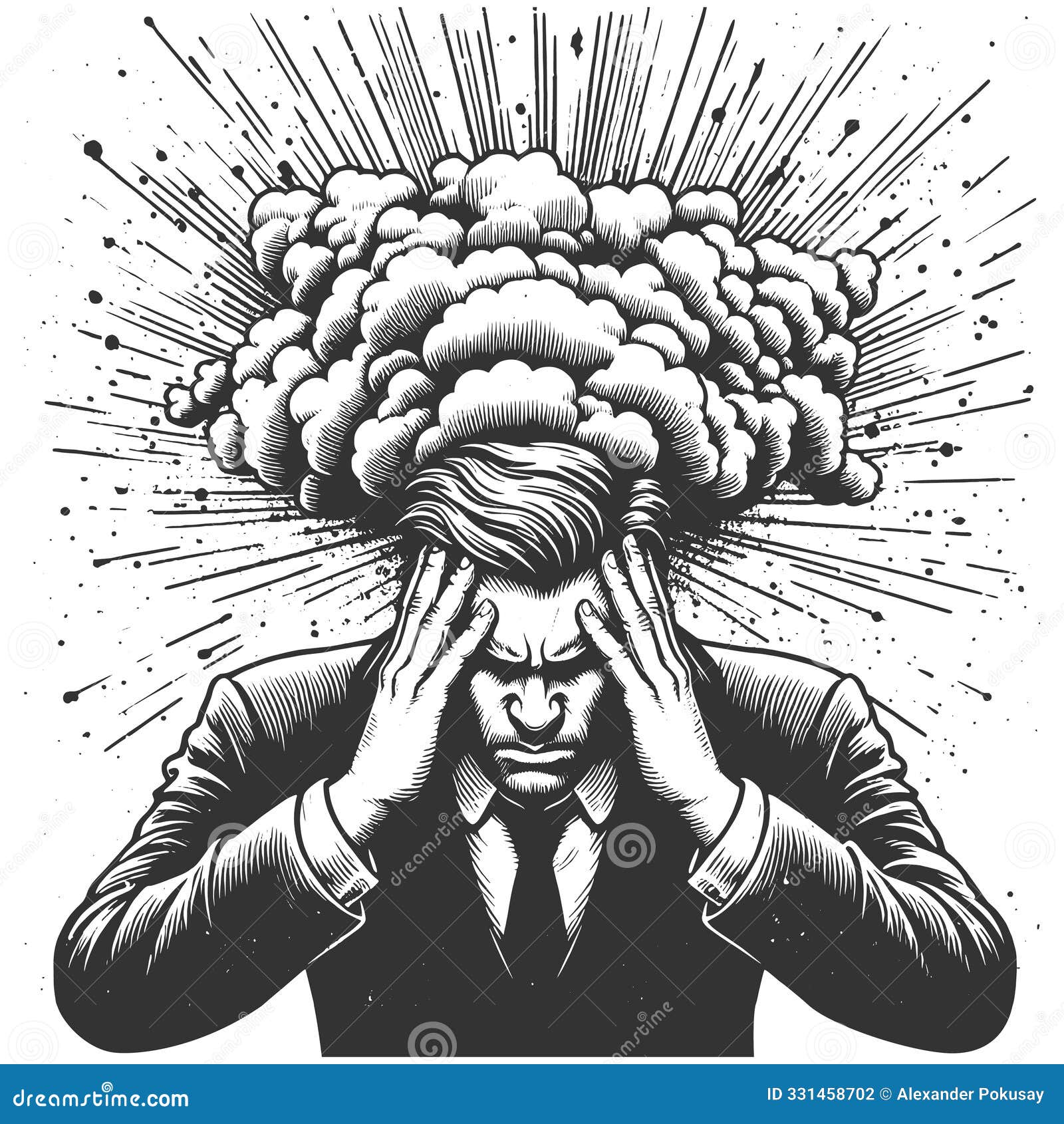 Exploding Head Symbolizing Stress Raster Stock Photo - Image of human ...