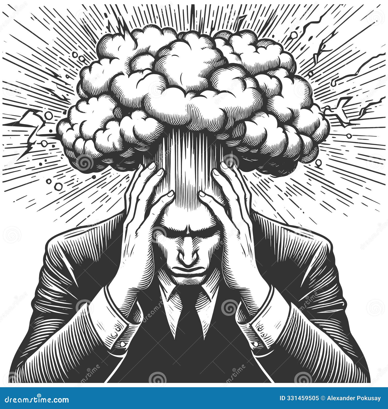 Exploding Head Symbolizing Stress Raster Stock Image - Image of clipart ...
