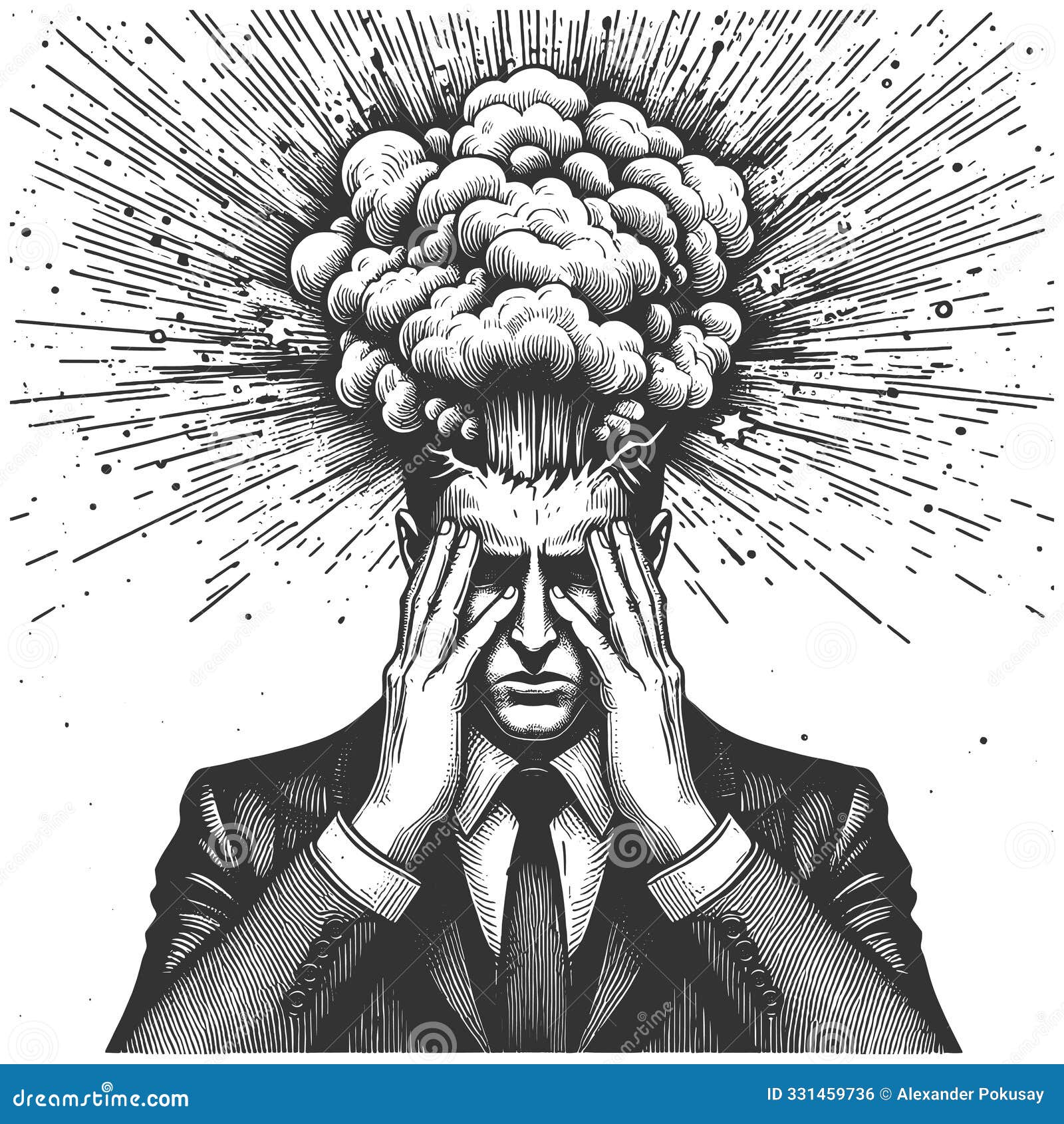 Exploding Head Symbolizing Stress Raster Stock Photo - Image of ...
