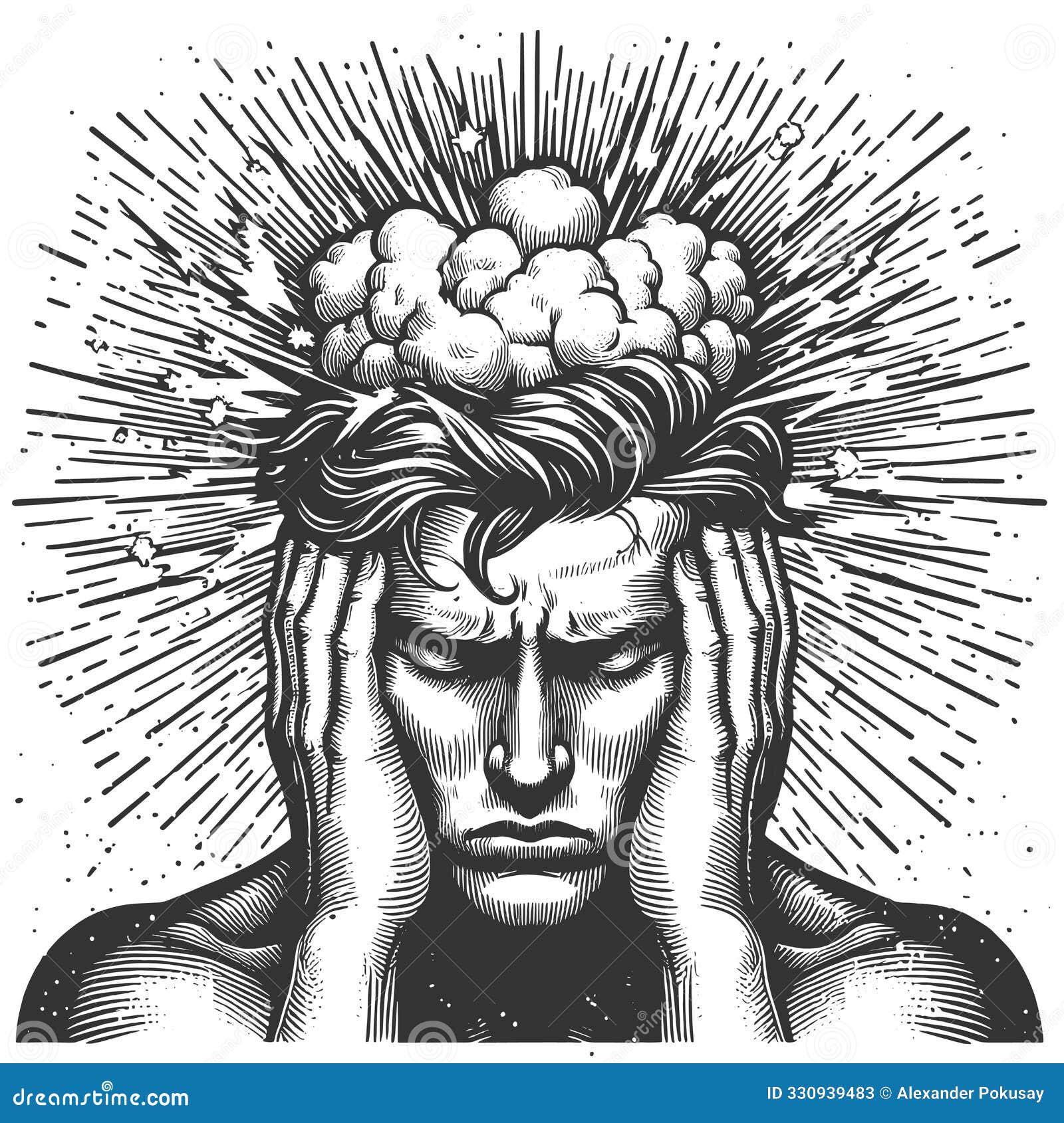 Exploding Head Symbolizing Stress Vector Stock Illustration ...