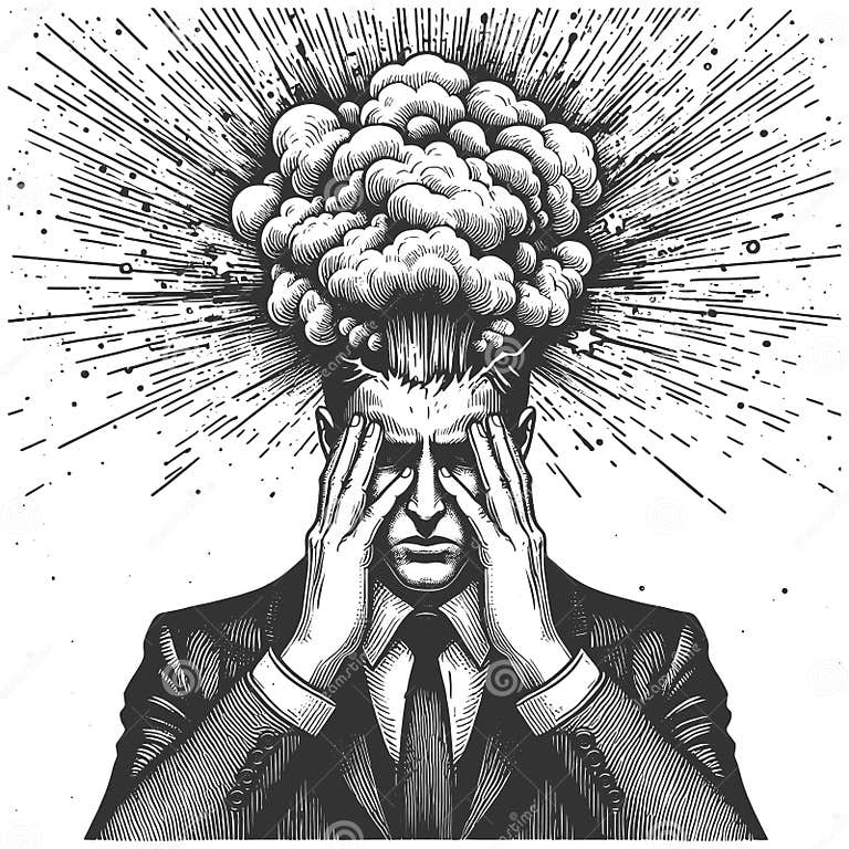 Exploding Head Symbolizing Stress Vector Stock Illustration ...