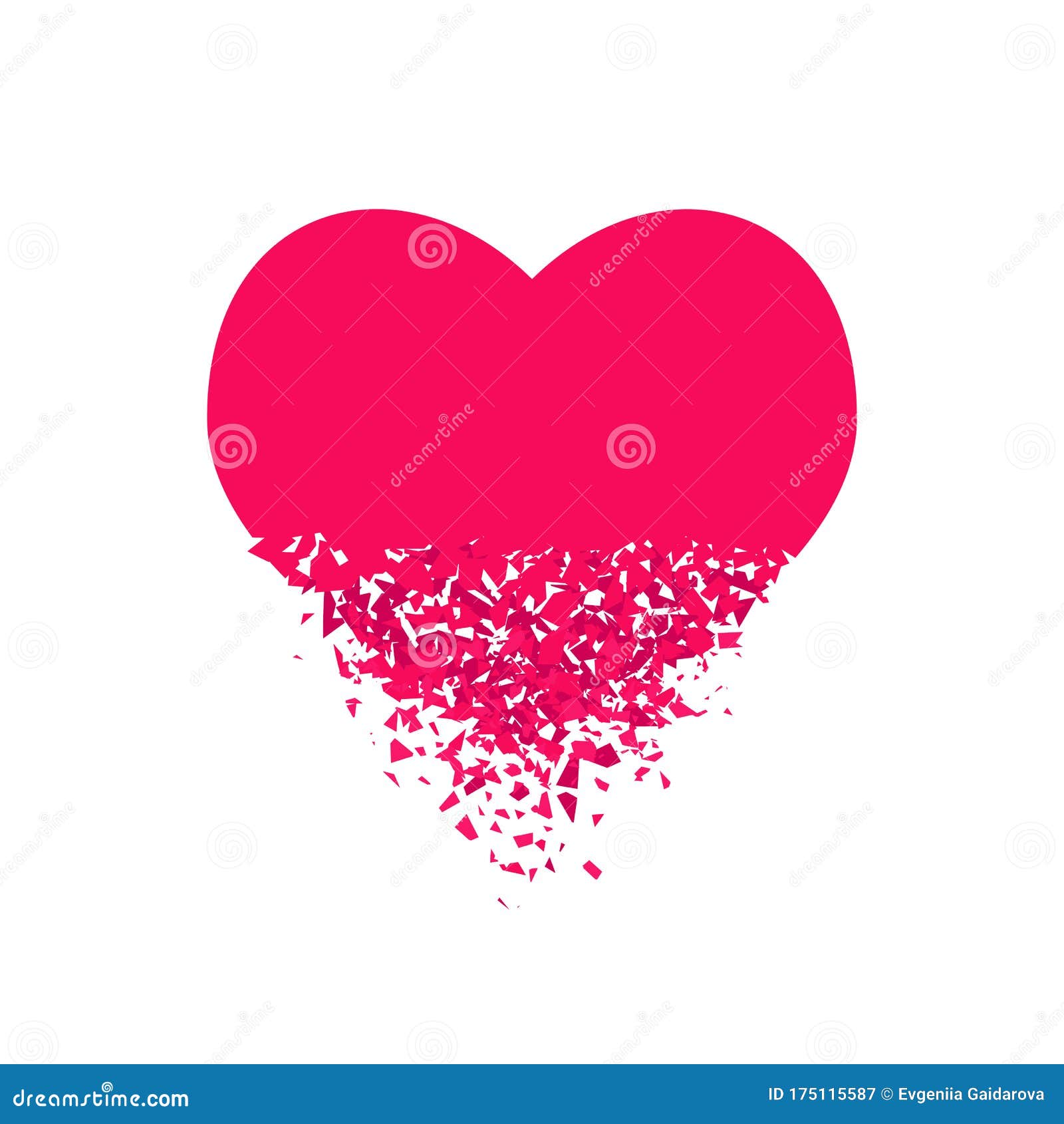 Exploding Heart with Debris. Isolated Red Illustration Stock Vector ...
