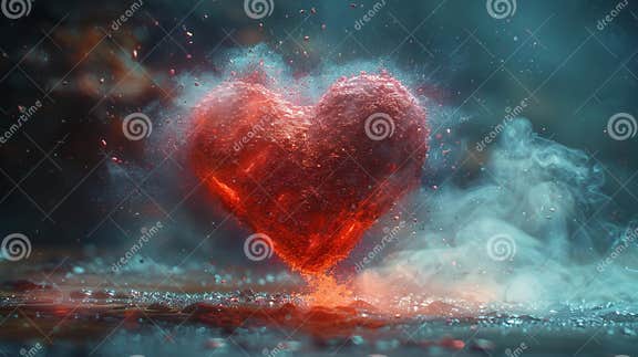 Exploding Heart in Dramatic Light - Generative AI Stock Illustration ...