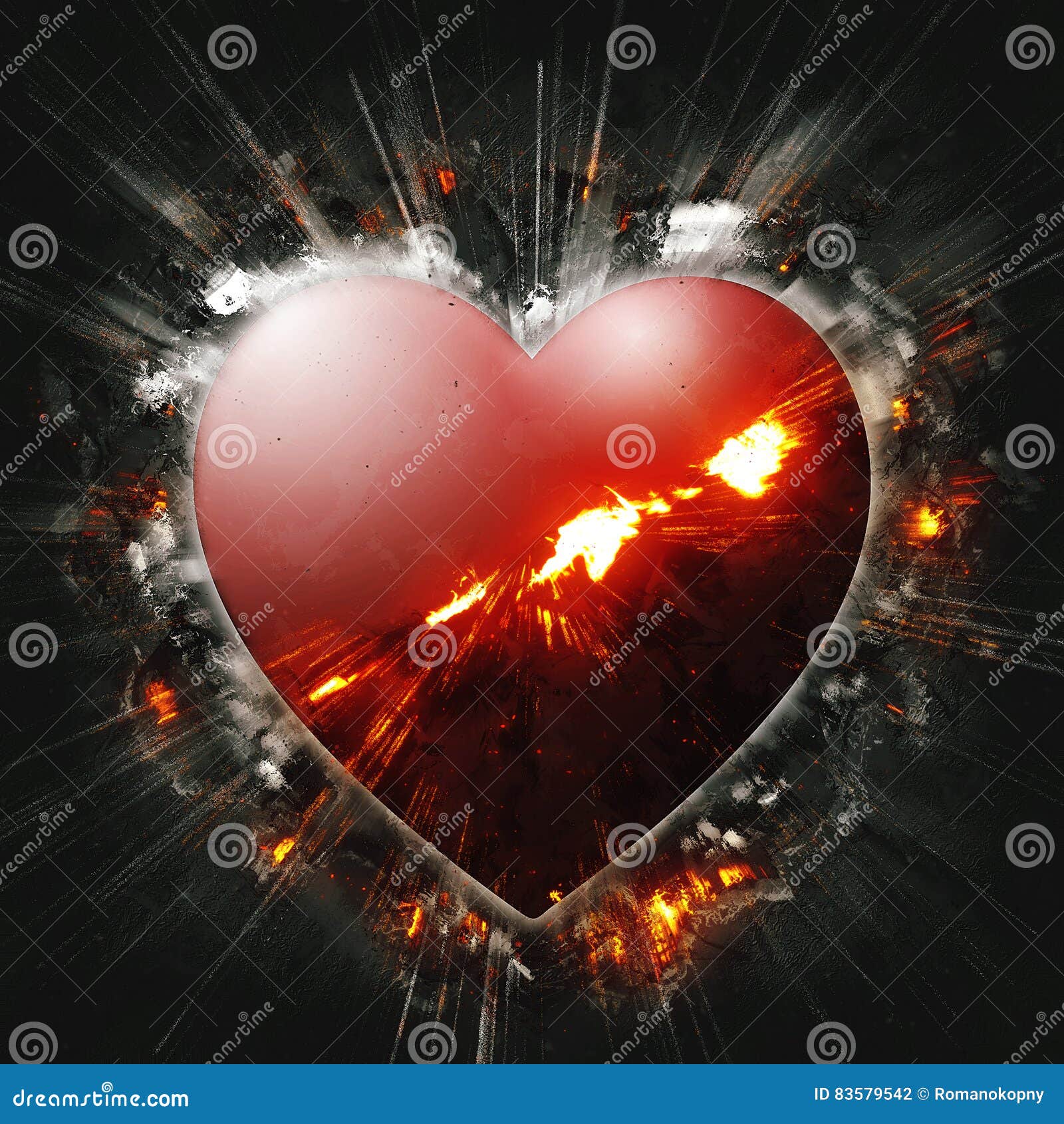 Exploding heart stock illustration. Illustration of celebration - 83579542