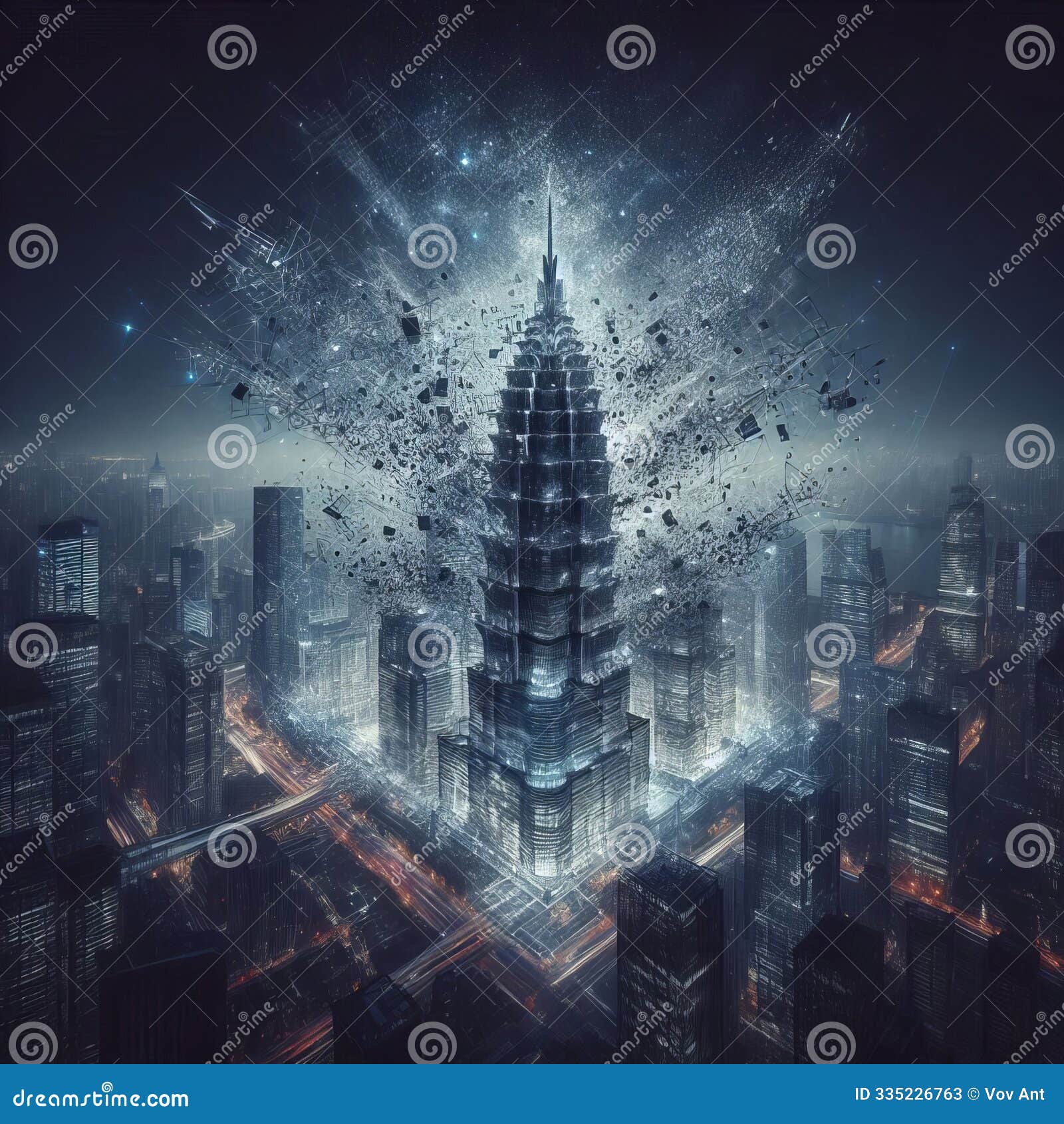 Exploding Hologram a Dramatic Hologram Showing the Building Expl Stock ...