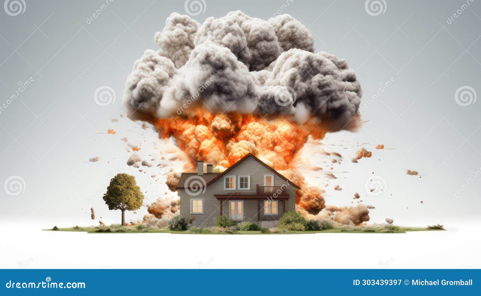 Exploding House Isolated on White Created with Generative AI. Home on ...