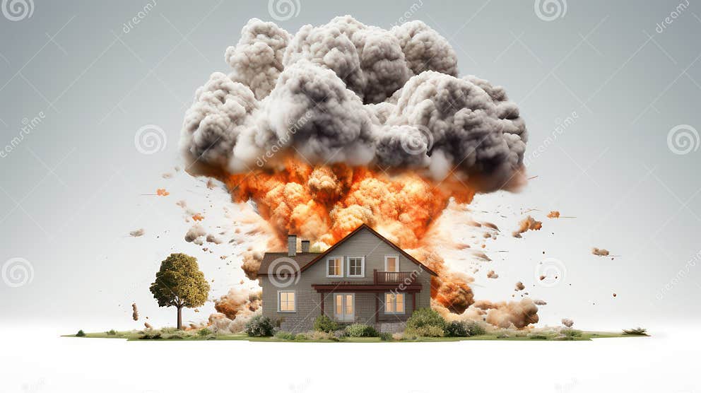 Exploding House Isolated on White Created with Generative AI. Home on ...