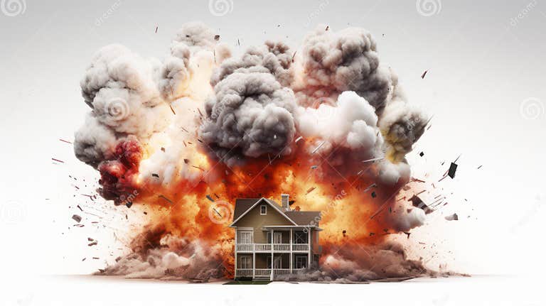 Exploding House Isolated on White Created with Generative AI. Home on ...