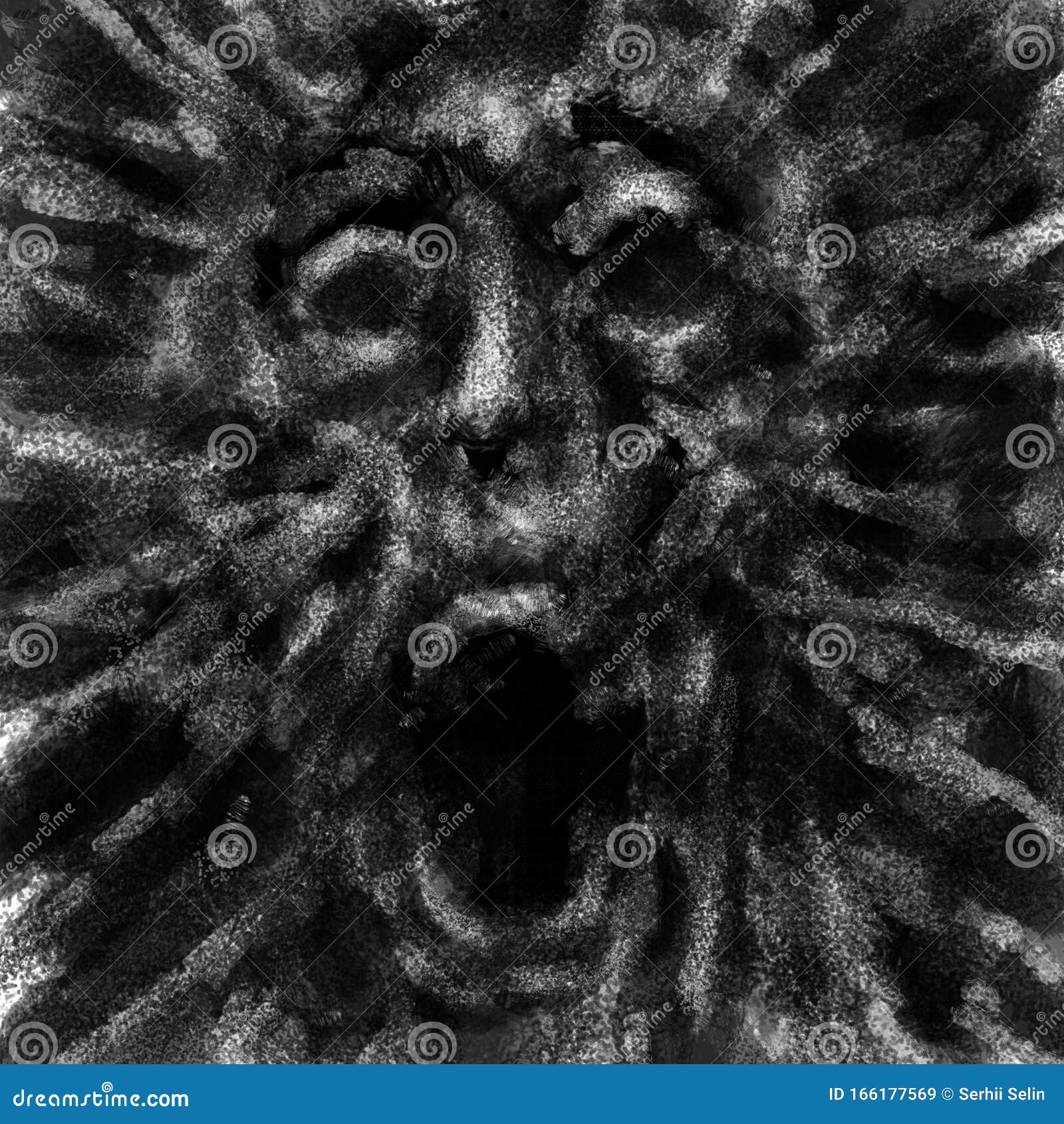 Exploding Human Face with Opened Mouth. Stock Illustration ...