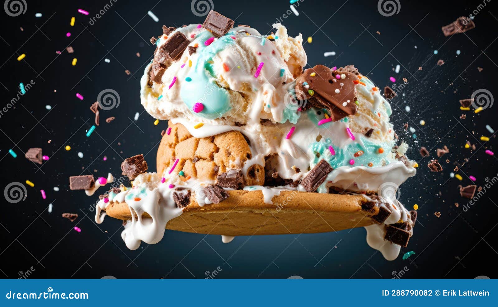 Exploding Ice Cream with Cookies - Stock Concepts Stock Illustration ...