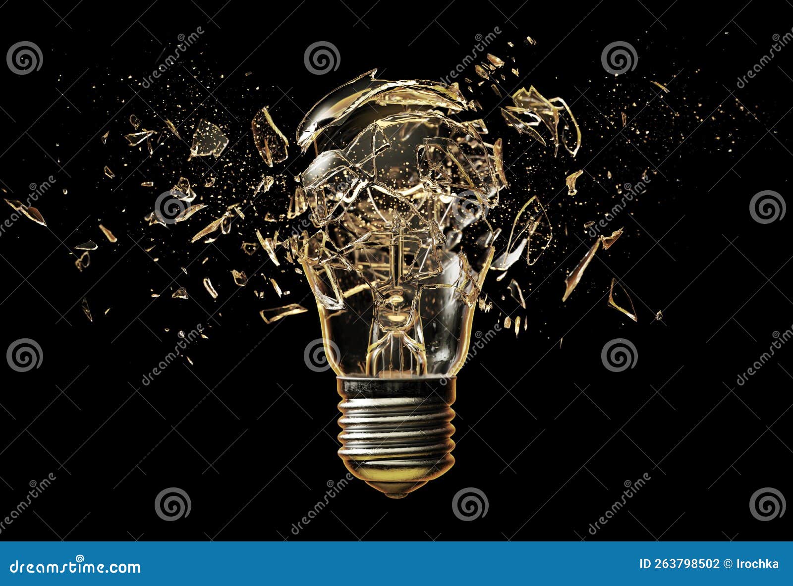 Exploding Light Bulb on a Blue Background, Stock Illustration ...