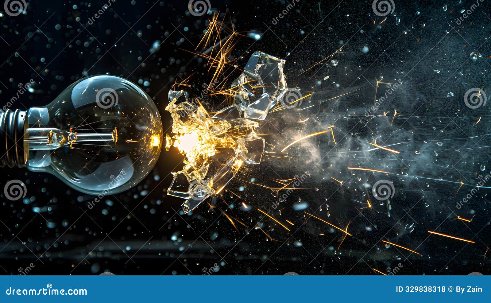 Exploding Light Bulb Captured in Motion Representing Innovation ...