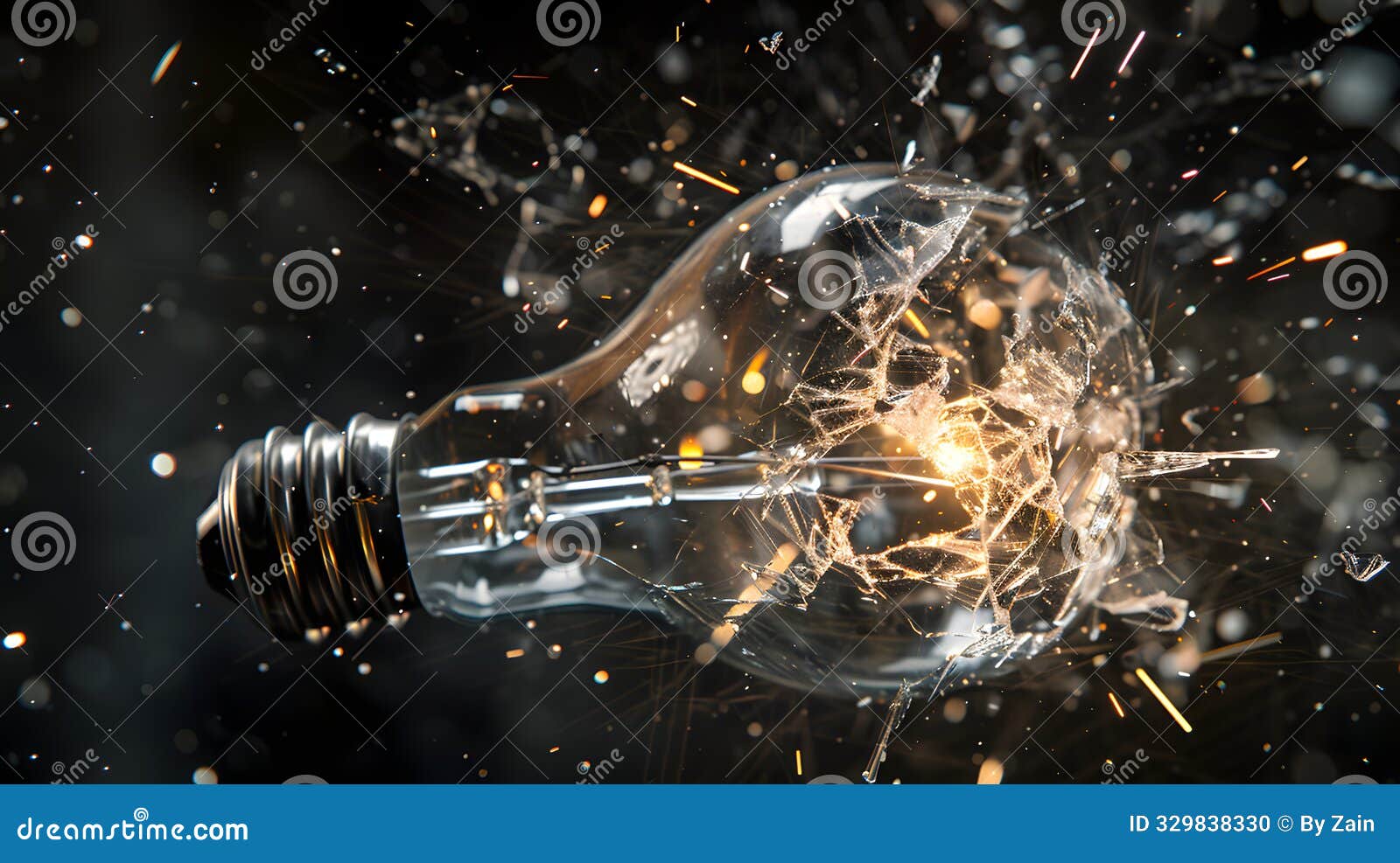 Exploding Light Bulb Captured in Motion Representing Innovation ...