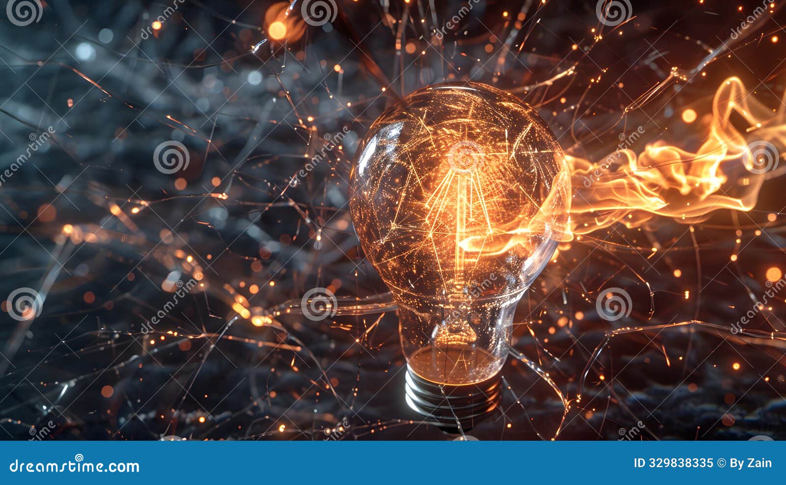 Exploding Light Bulb Captured in Motion Representing Innovation ...