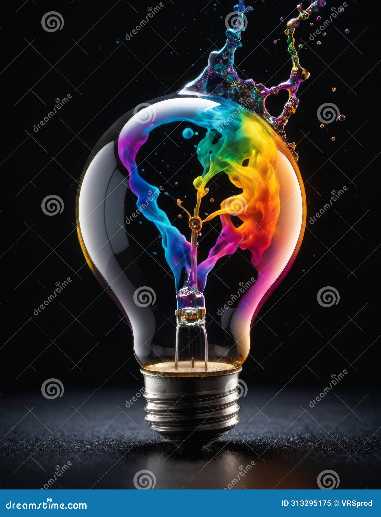 Exploding Light Bulb with Color Burst Stock Image - Image of ...