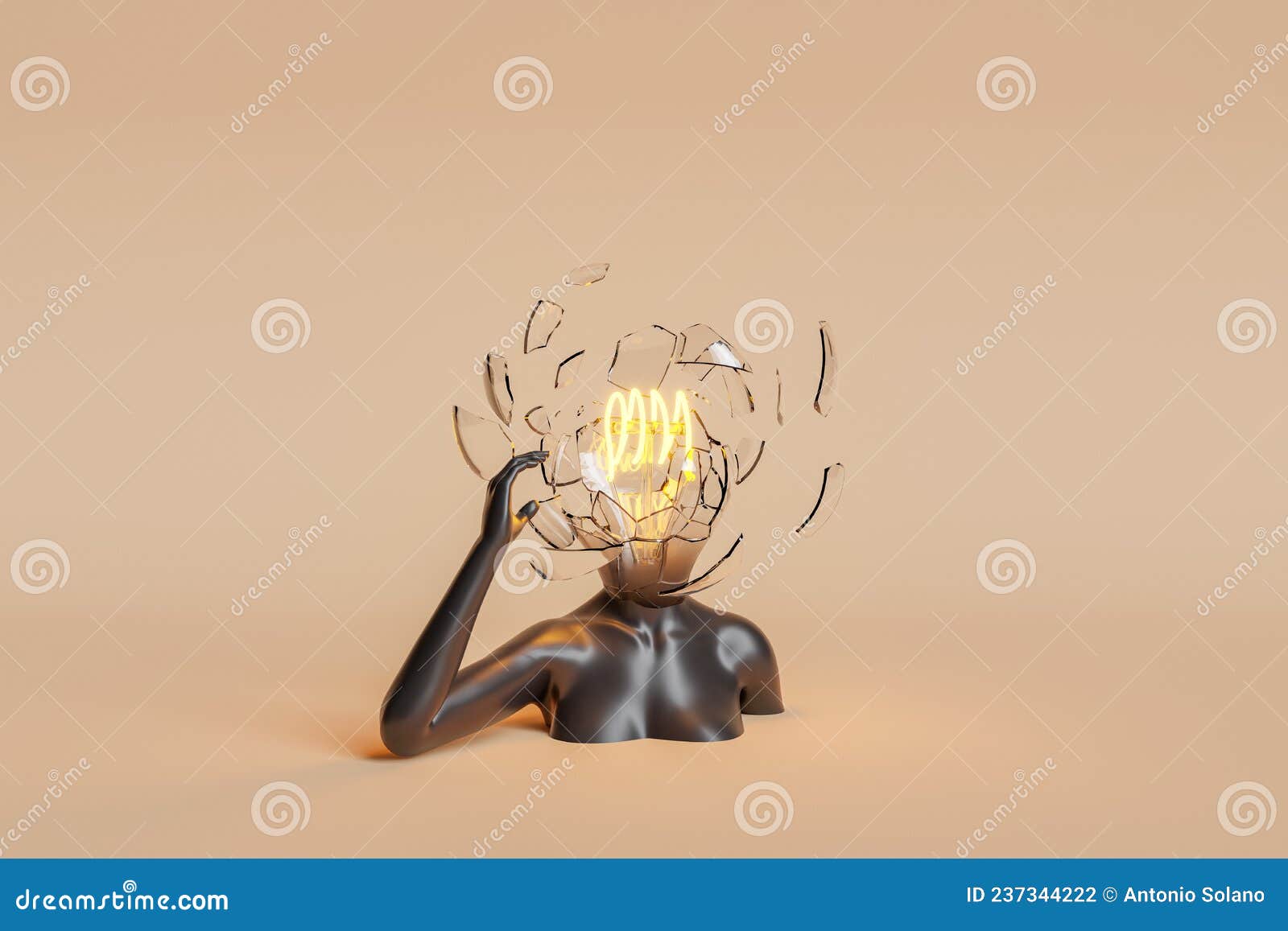 Exploding light bulb head stock illustration. Illustration of ...