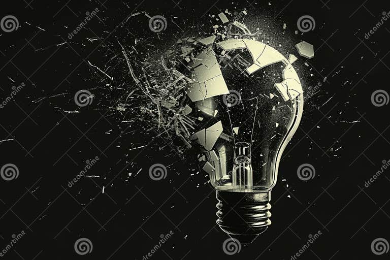 Exploding Light Bulb Showing Burnout and Stress at Work Stock Photo ...