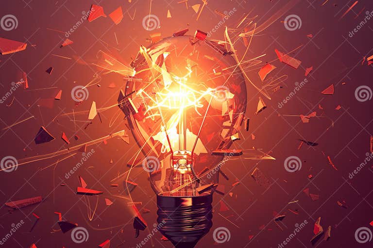 Exploding Light Bulb Showing Burnout and Stress at Work Stock Image ...