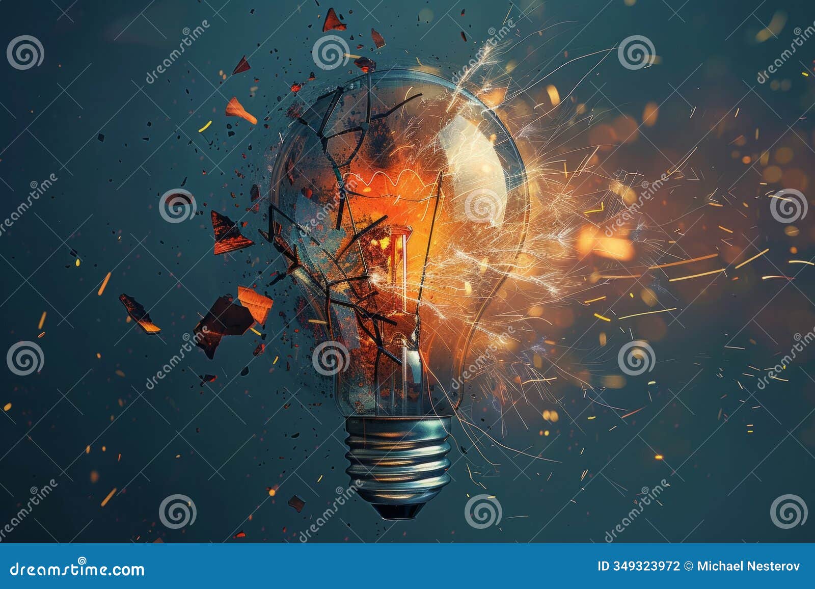 Exploding Light Bulb Showing Burnout and Stress at Work Stock Photo ...