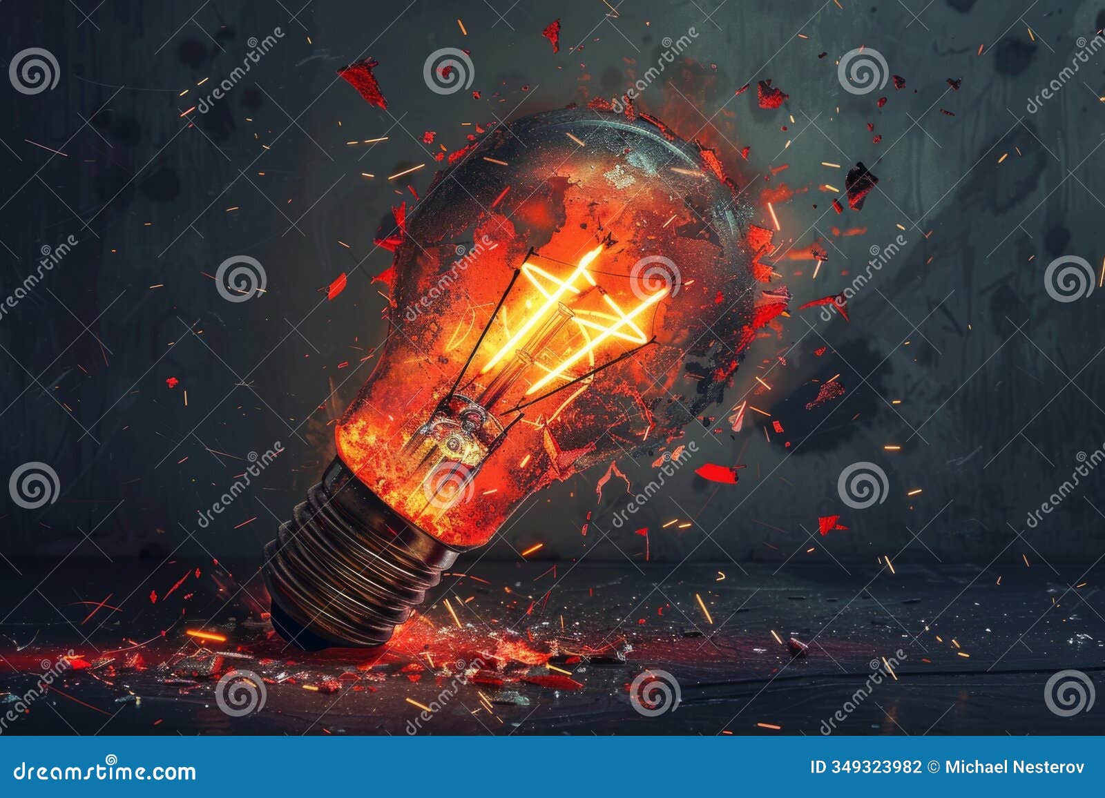 Exploding Light Bulb Showing Risk of Burnout Syndrome Stock Photo ...
