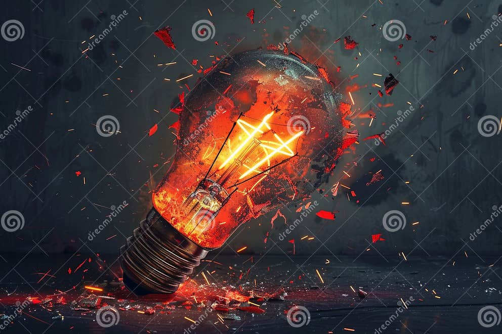 Exploding Light Bulb Showing Risk of Burnout Syndrome Stock Photo ...