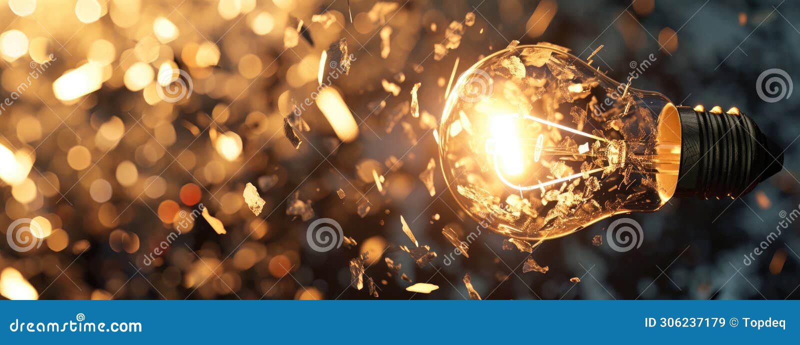 Exploding Light Bulb with Sparks and Fragments Flying in Dark Room ...