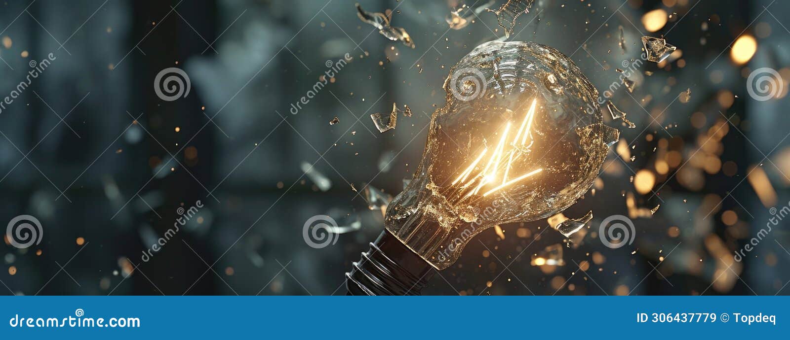 Exploding Light Bulb with Sparks and Fragments Flying in Dark Room ...