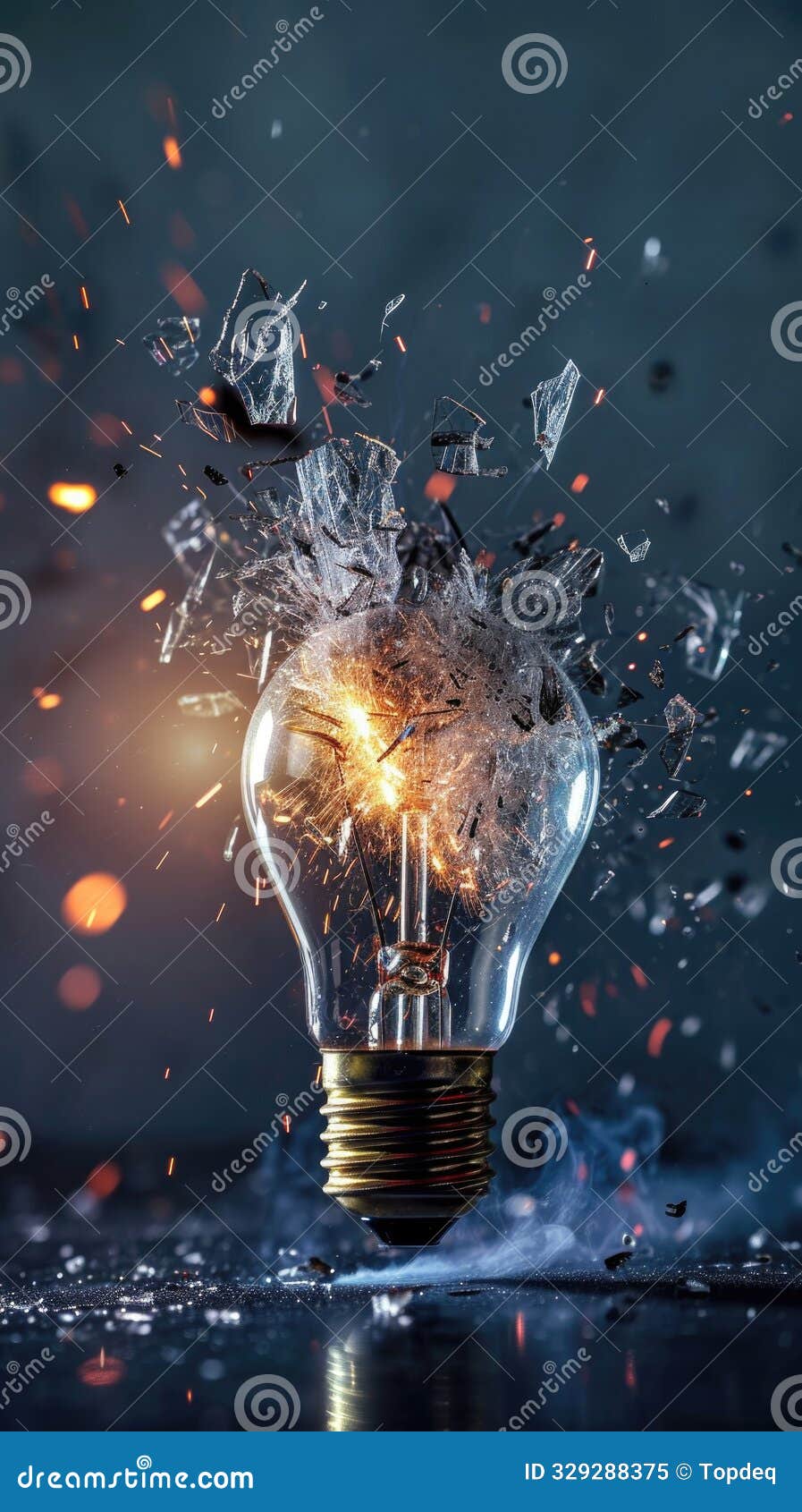 Exploding Light Bulb with Sparks and Fragments Flying in Dark Room ...