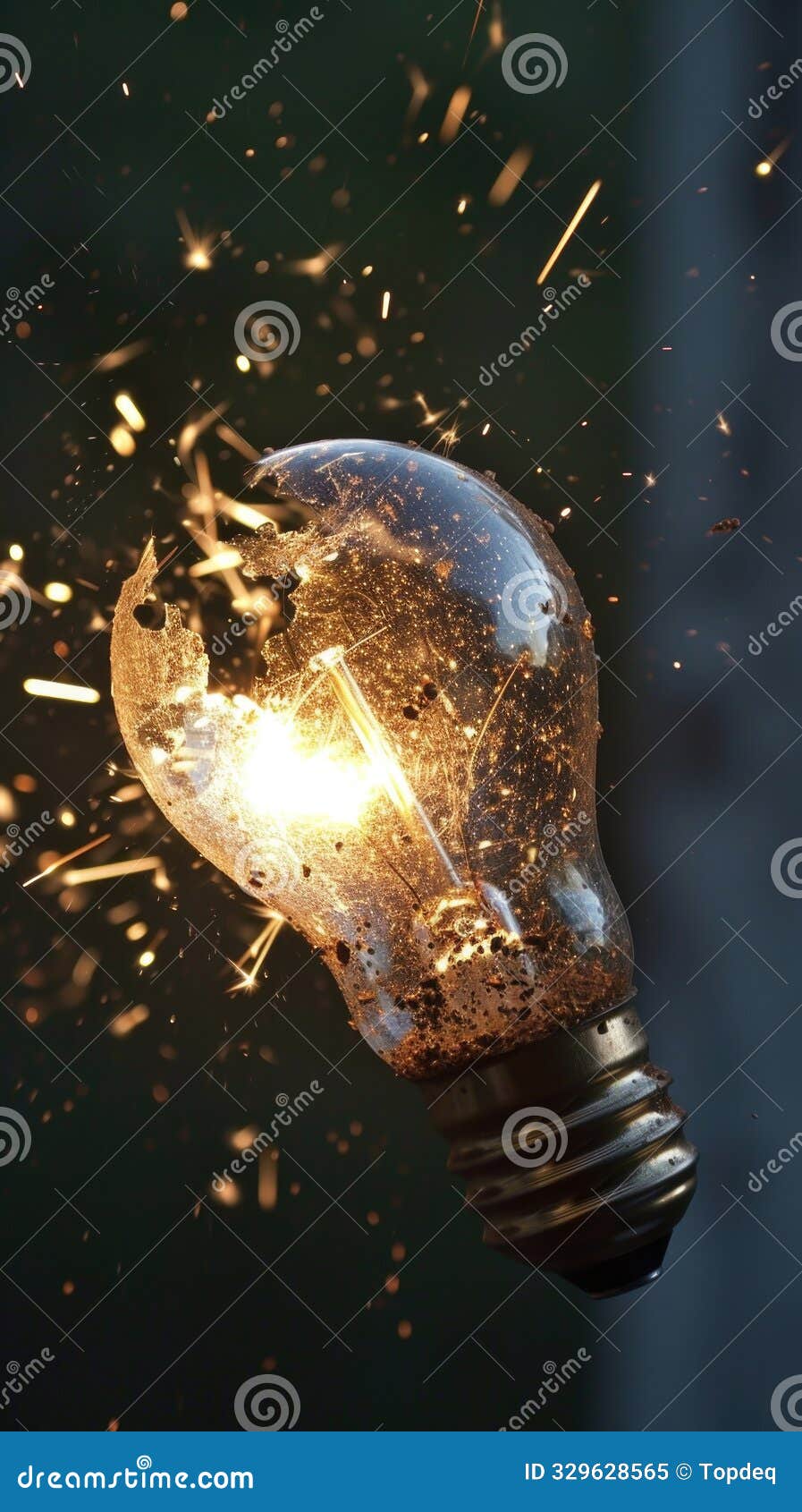 Exploding Light Bulb with Sparks and Fragments Flying in Dark Room ...