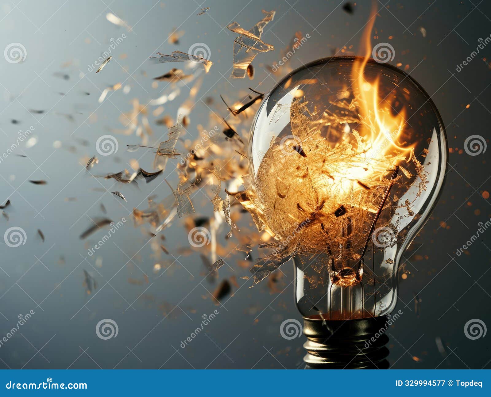 Exploding Light Bulb with Sparks and Fragments Flying in Dark Room ...