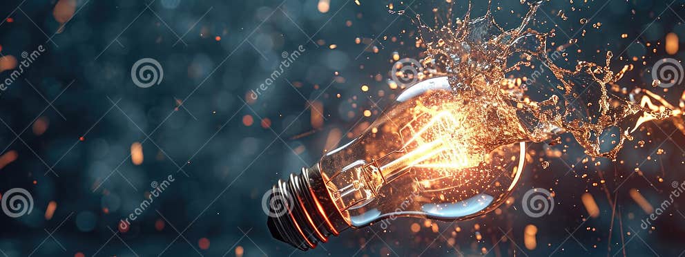 Exploding Light Bulb with Sparks and Fragments Flying in Dark Room ...