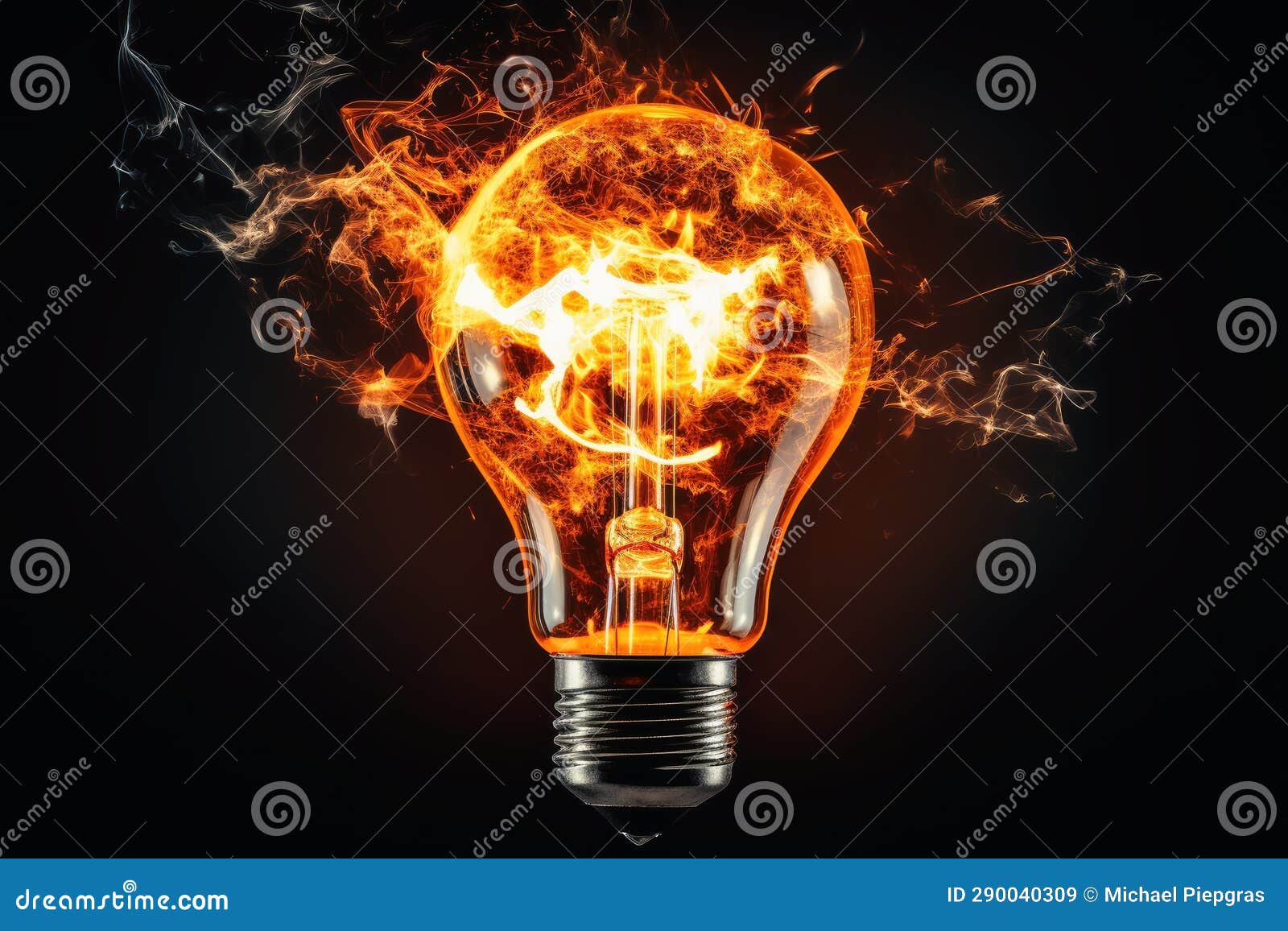 An Exploding Lightbulb On A Dark Background Royalty-Free Stock Photo ...