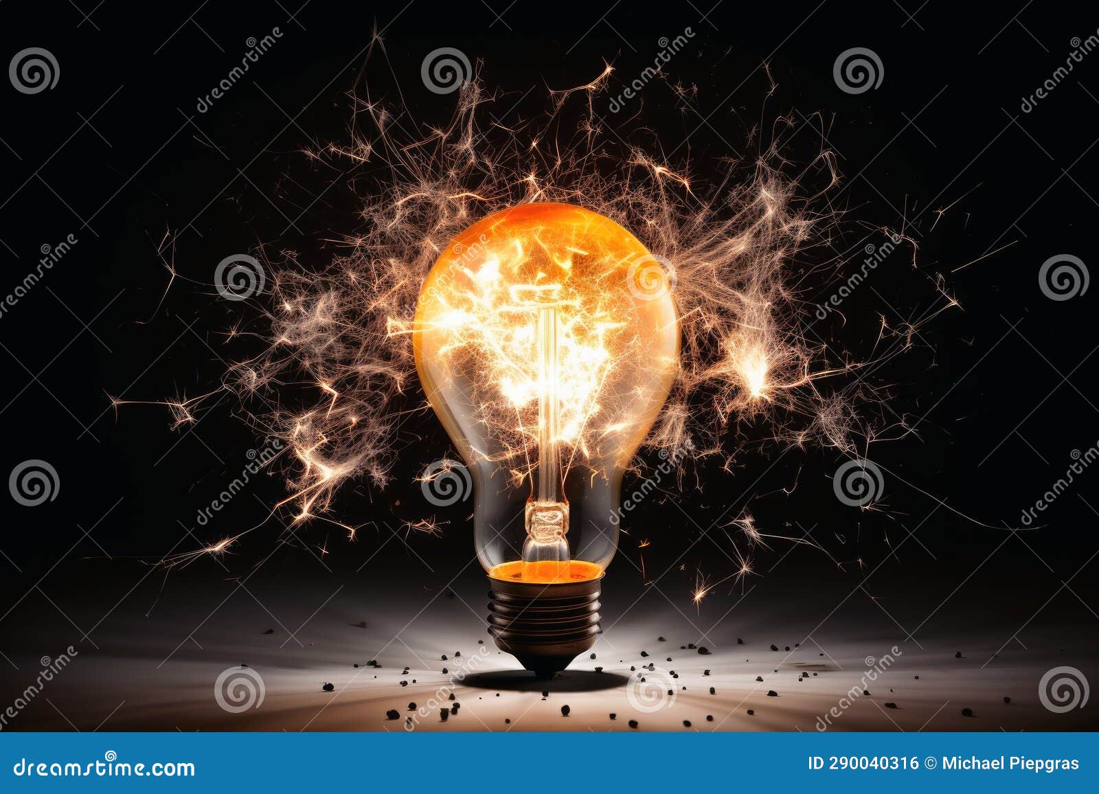 An Exploding Lightbulb on a Dark Background Stock Photo - Image of ...