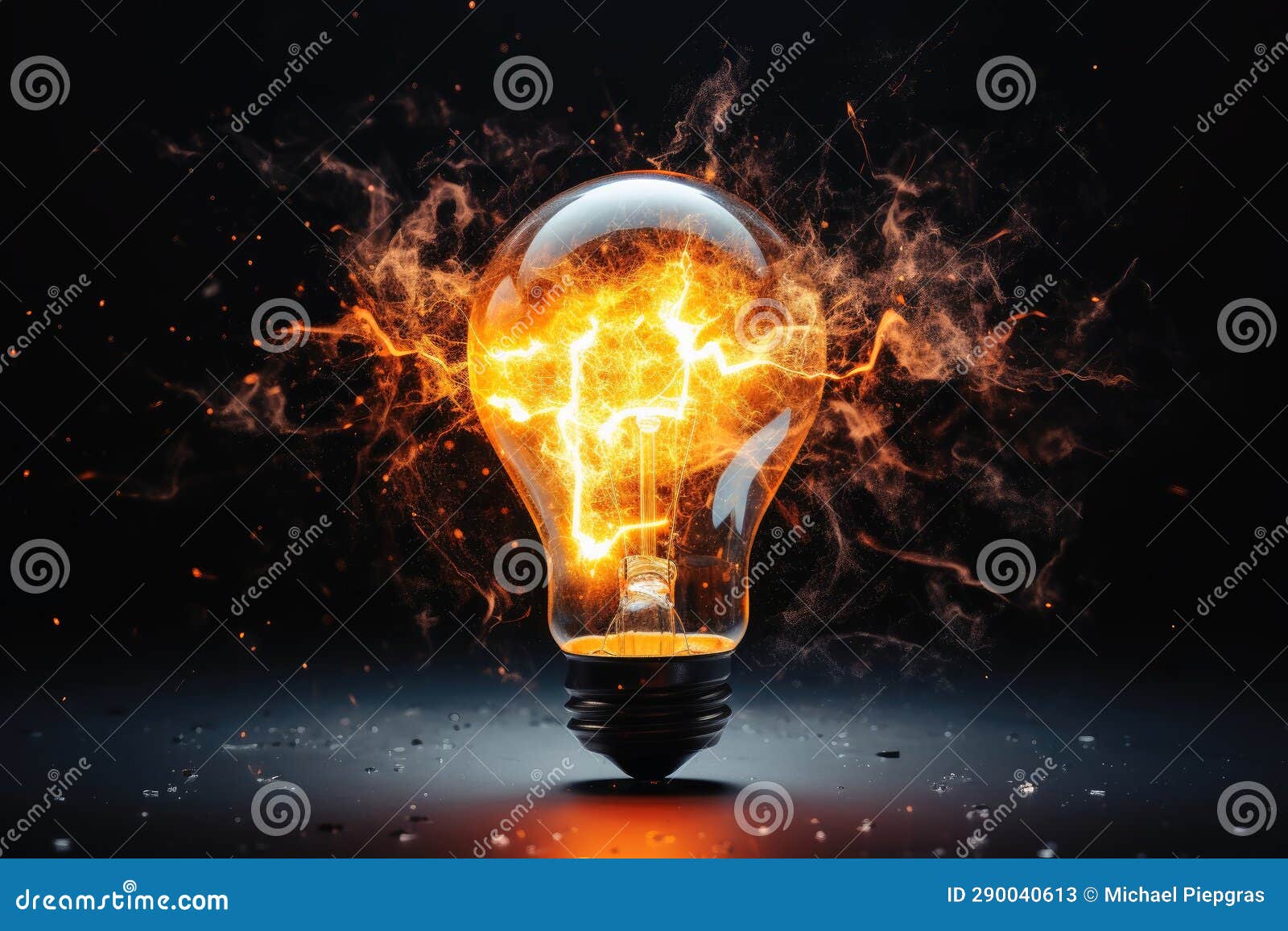 An Exploding Lightbulb on a Dark Background Stock Illustration ...