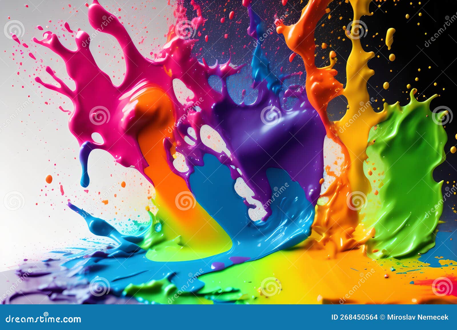 Exploding Liquid Paint Splashes, Generative AI Illustration Stock ...