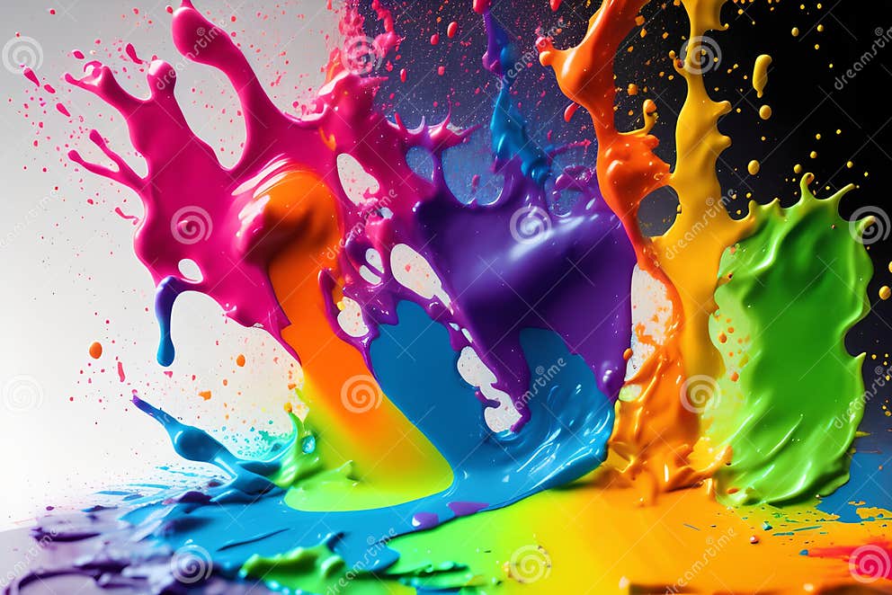 Exploding Liquid Paint Splashes, Generative AI Illustration Stock ...