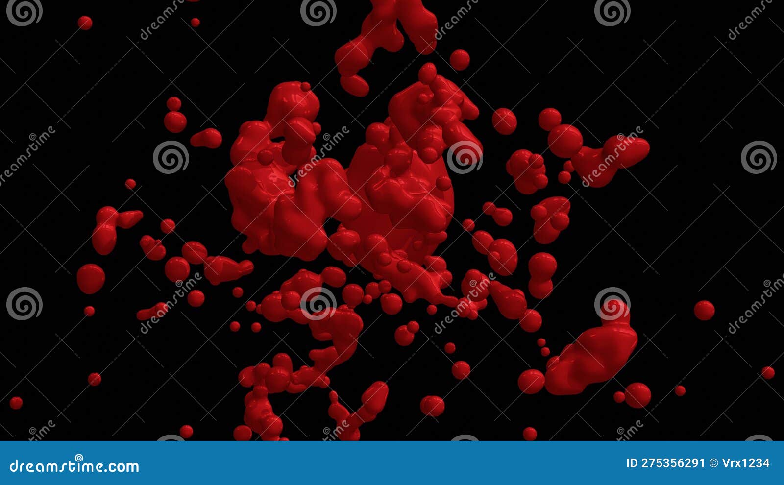 Exploding Liquid Sphere. Floating Blood Splatter. 3d Render ...