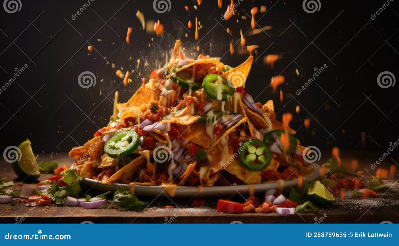 Exploding Mexican Nachos - Stock Concepts Stock Image - Image of food ...