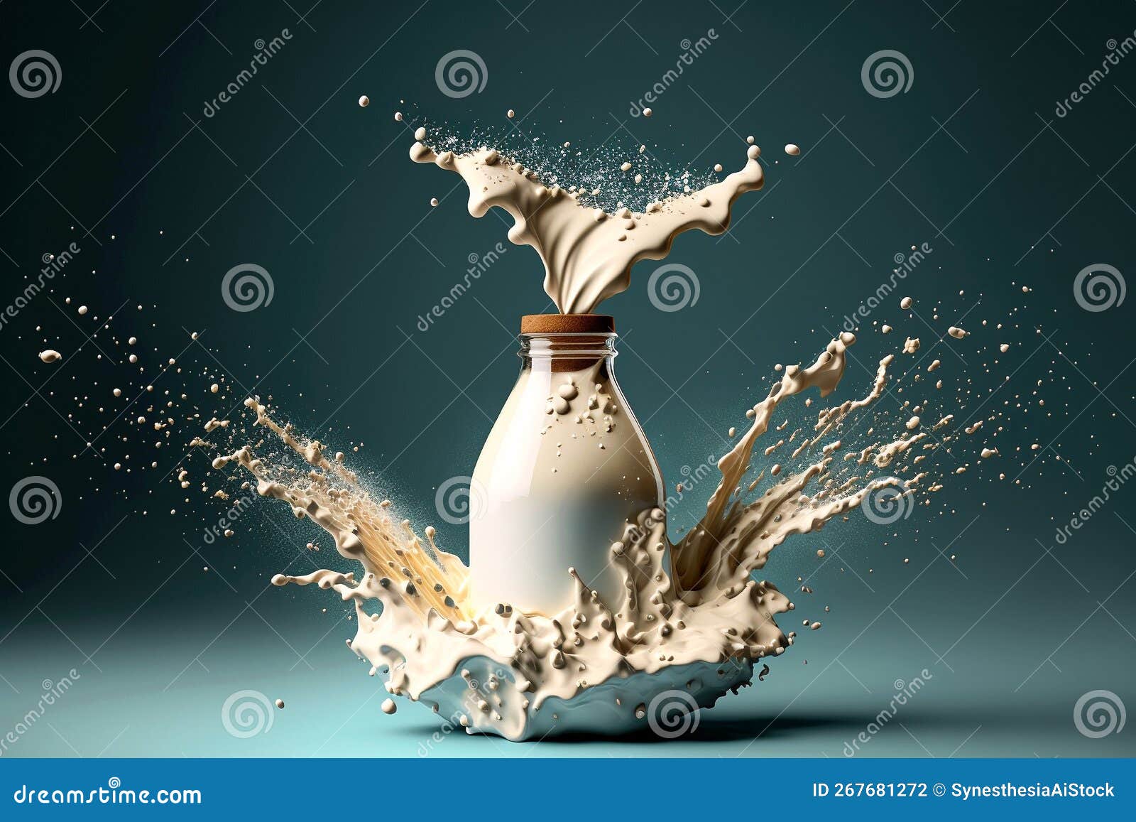Exploding Milk Splash Against Solid Background in Slow Motion. Milky ...
